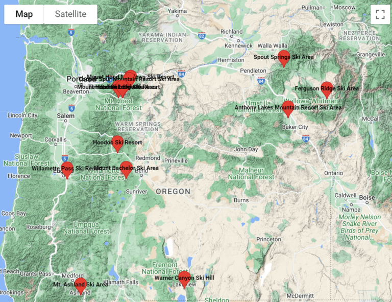 Ski Resorts in Oregon - Ski Trail Maps | Ski Resorts